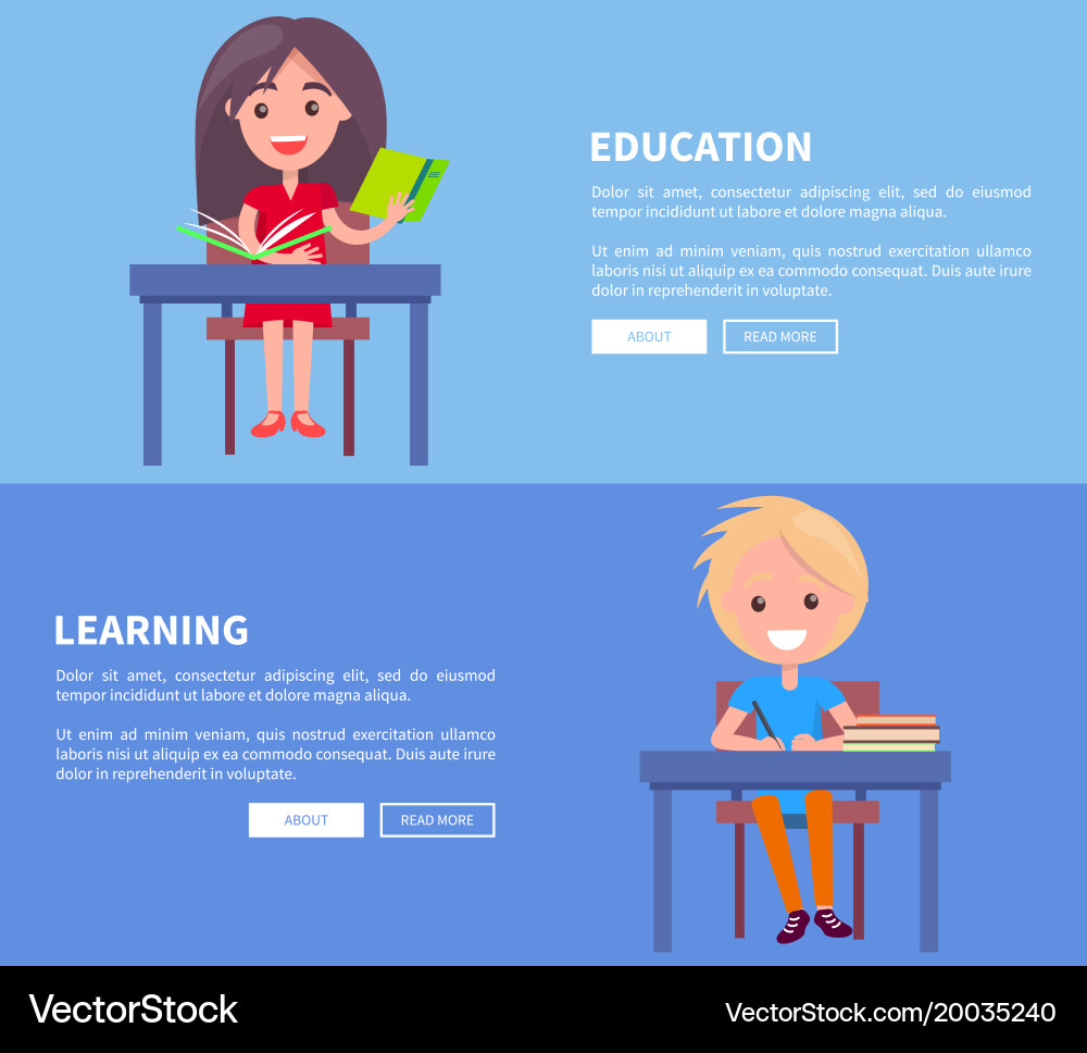 Education learning set of posters with boy Vector Image