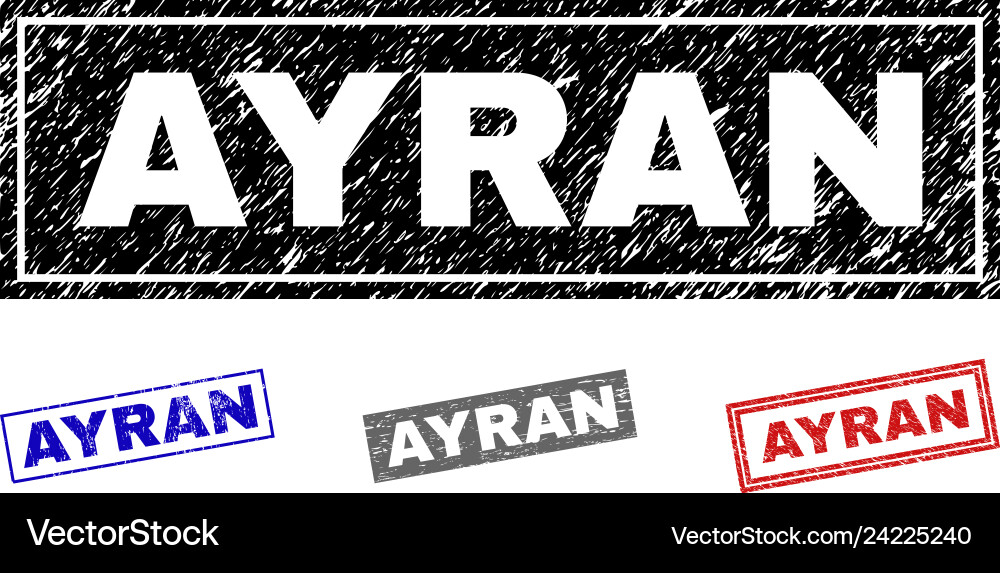 Grunge ayran scratched rectangle stamp seals Vector Image
