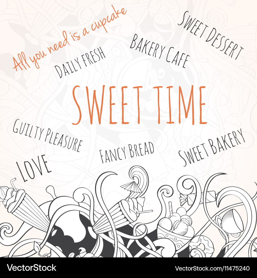 Hand drawn background of sweet elements Royalty Free Vector