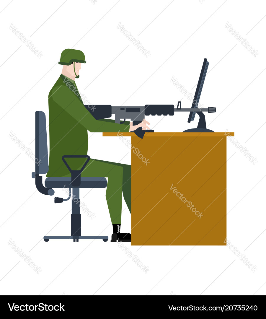 Military at work office soldier war warrior is Vector Image