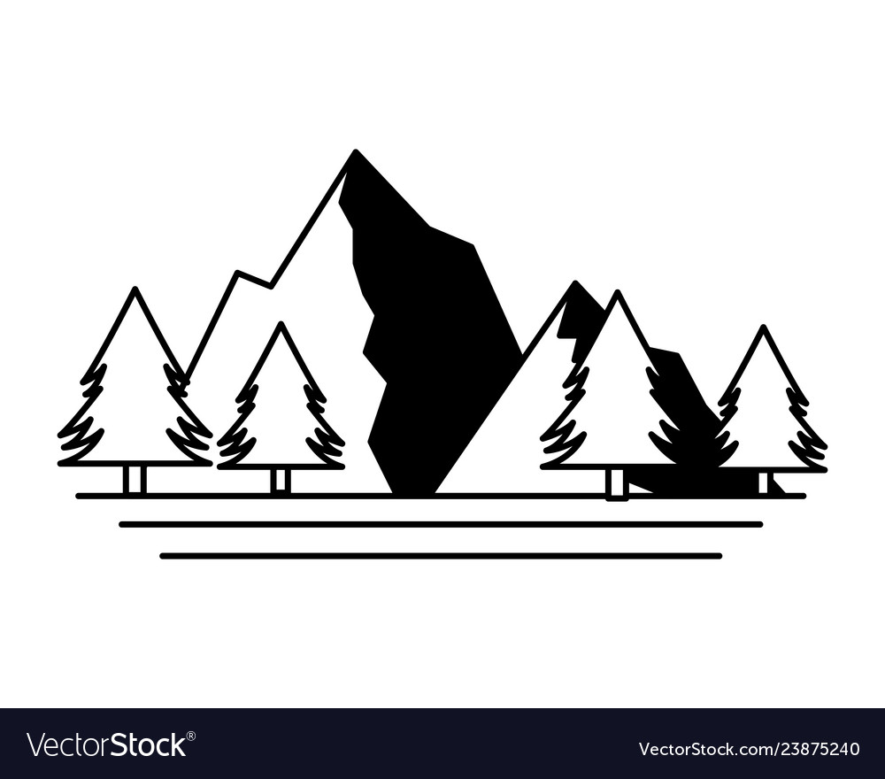 Mountains tree pine Royalty Free Vector Image - VectorStock
