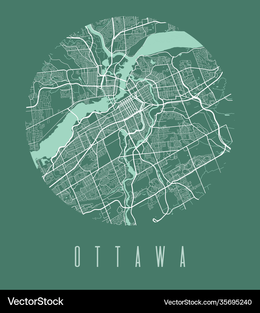 Ottawa map poster decorative design street Vector Image