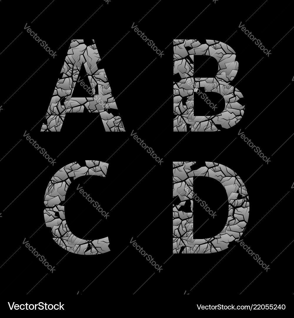 Silver broken letters Royalty Free Vector Image