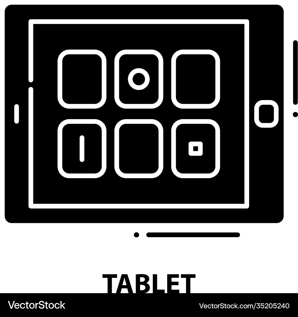 Tablet symbol icon black sign Royalty Free Vector Image