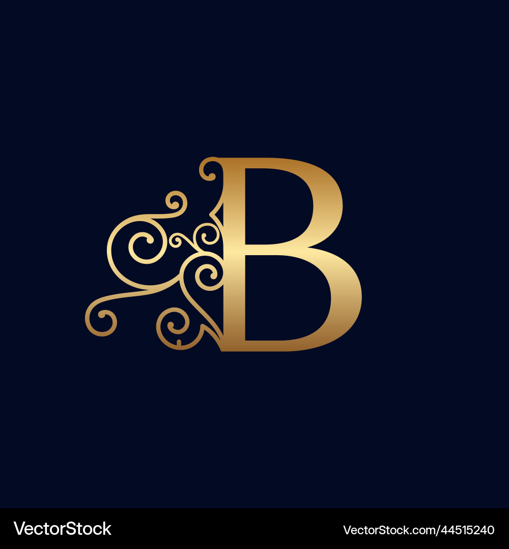 Vip gold logo letter b Royalty Free Vector Image