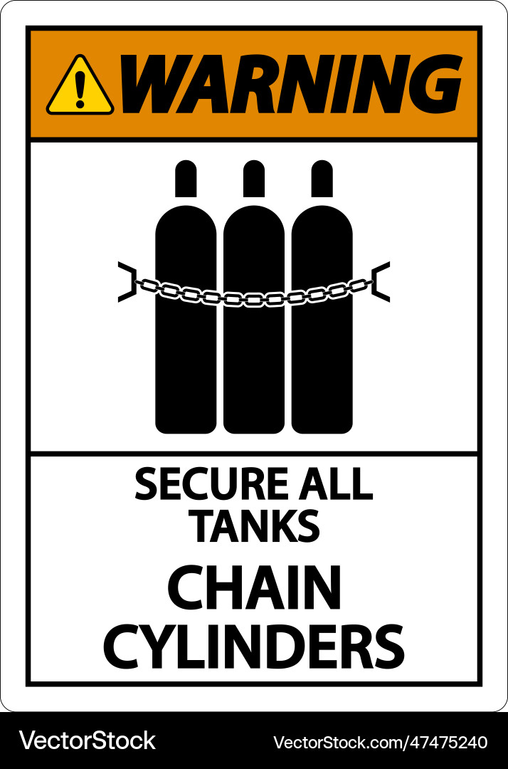 Warning sign secure all tanks chain cylinders Vector Image