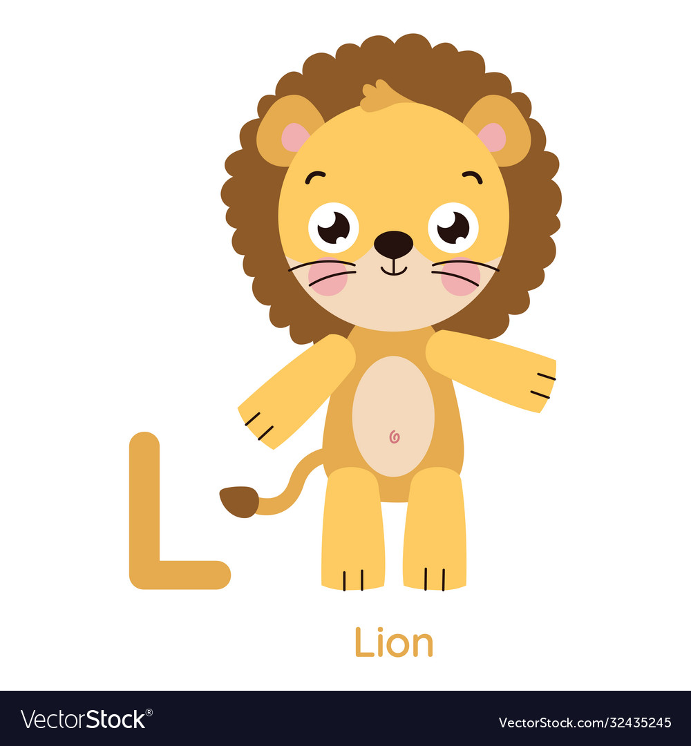 Alphabet letter l lion Royalty Free Vector Image