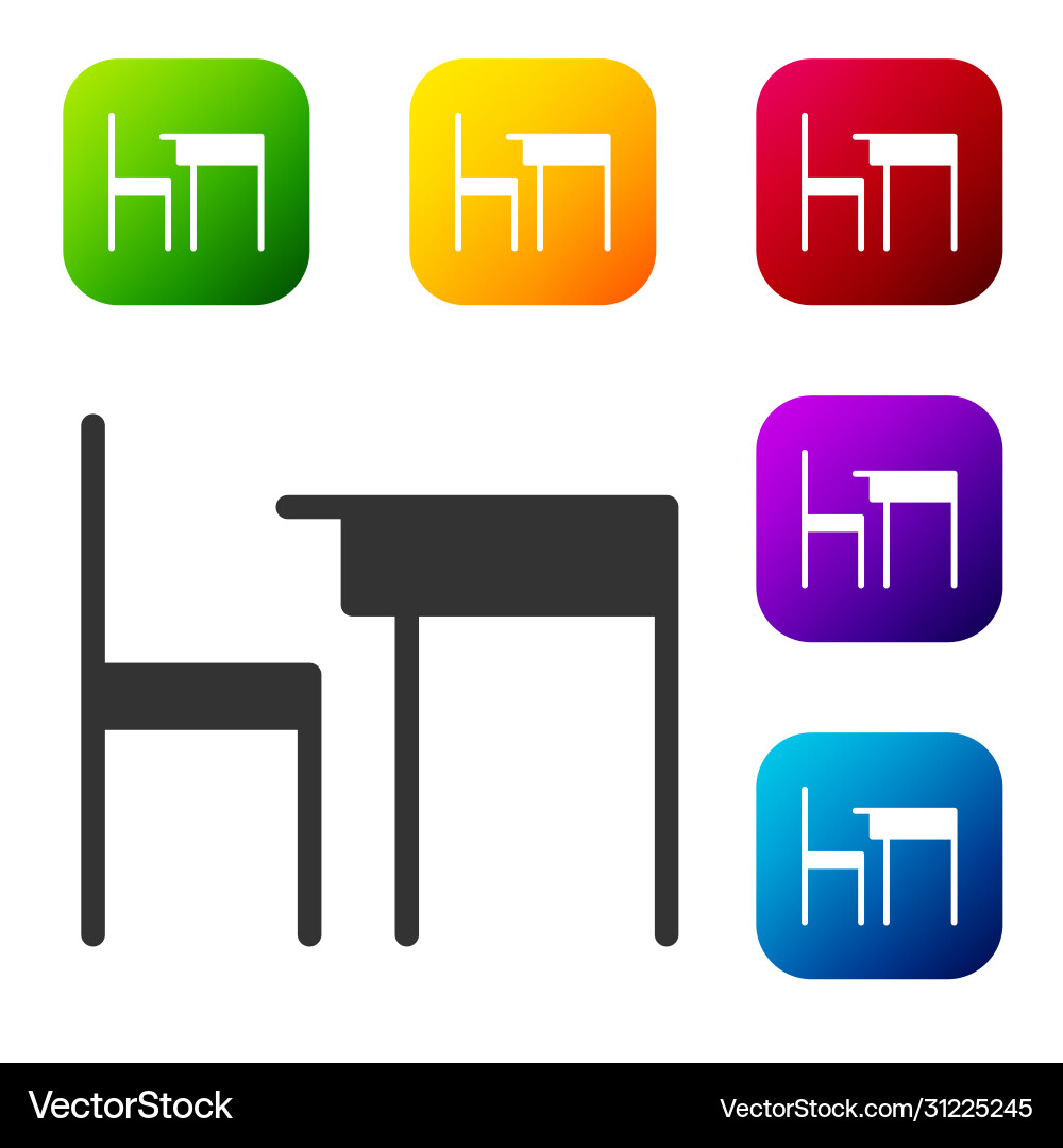Black school table and chair classroom icon Vector Image