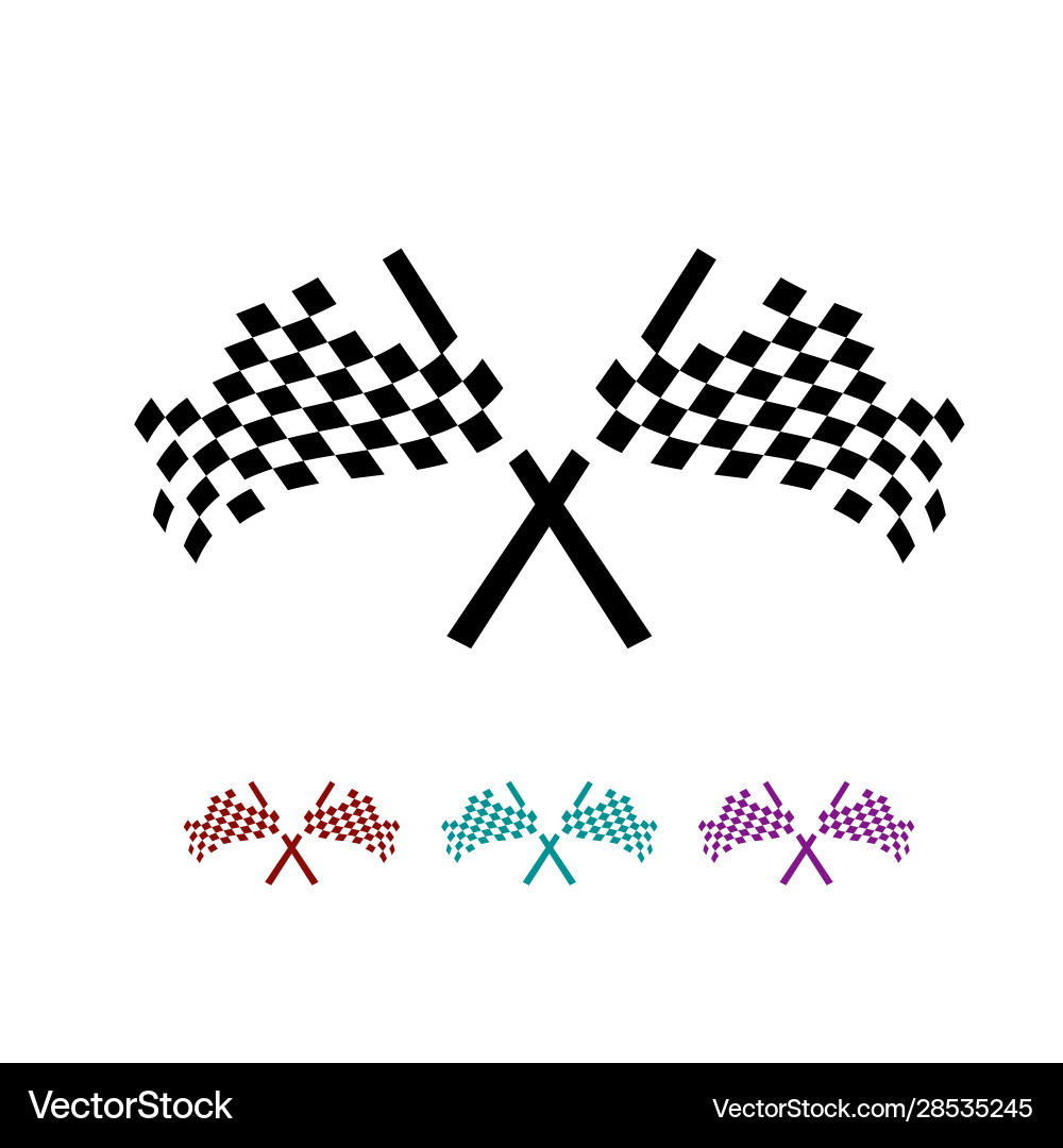 Cross checkered flags icon logo sign racing Vector Image
