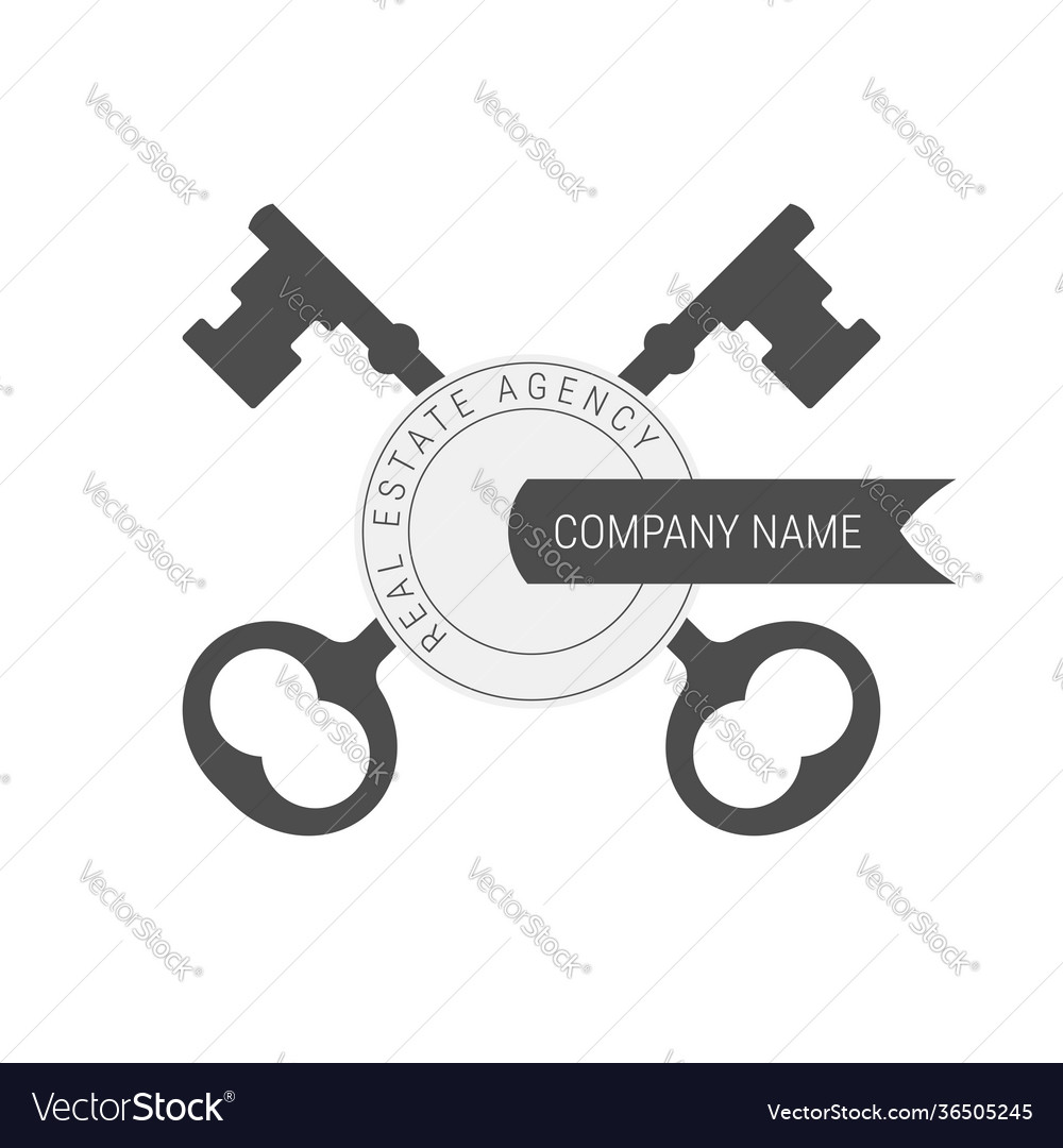 Crossed keys emblem template flat Royalty Free Vector Image