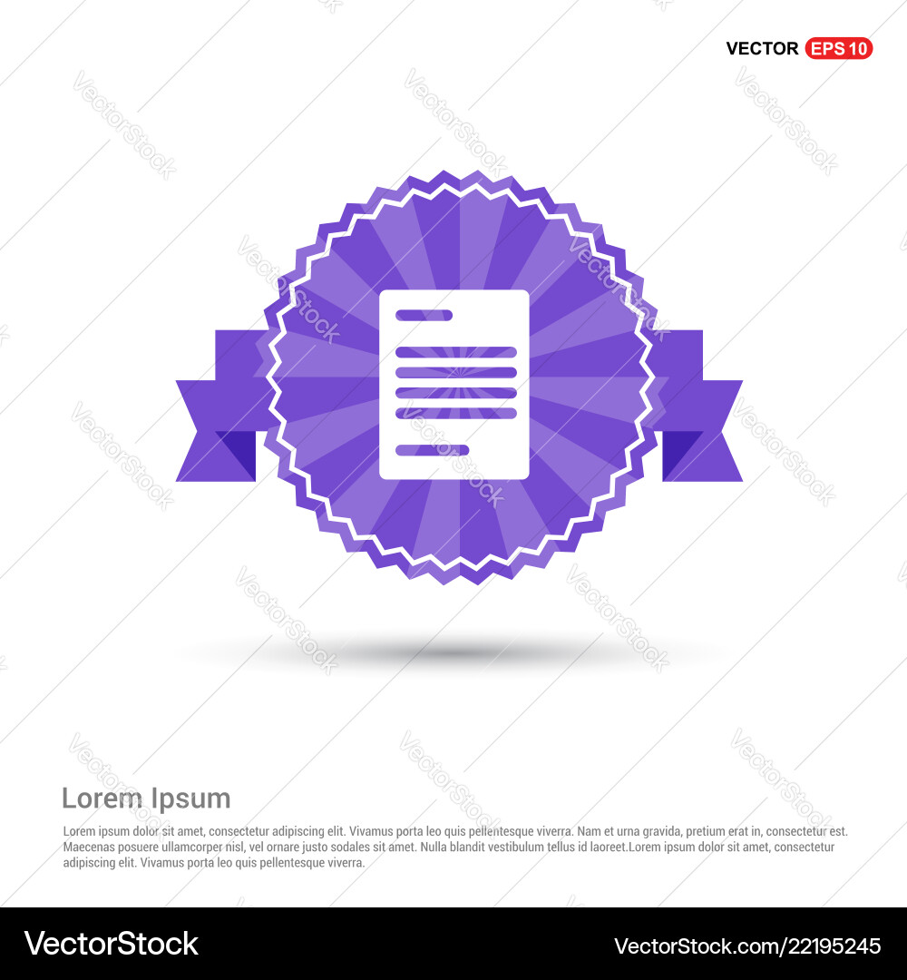 Document icon - purple ribbon banner Royalty Free Vector