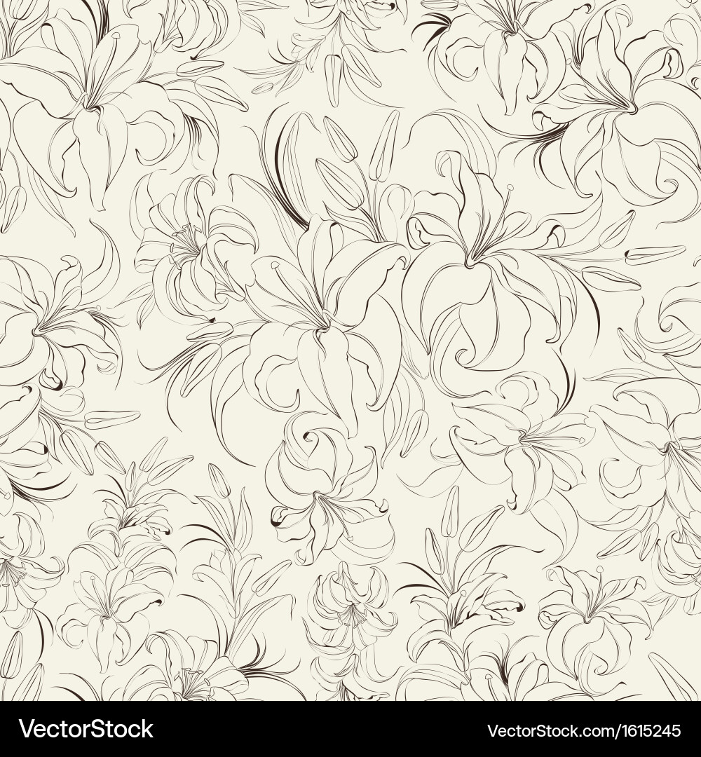 Seamless texture of lilies Royalty Free Vector Image