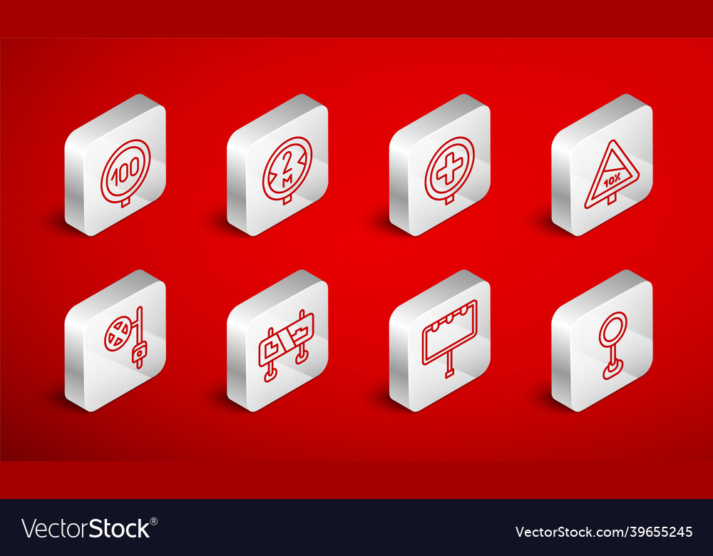 Set line road traffic sign hospital road steep Vector Image Set line road traffic sign hospital road steep Vector Image