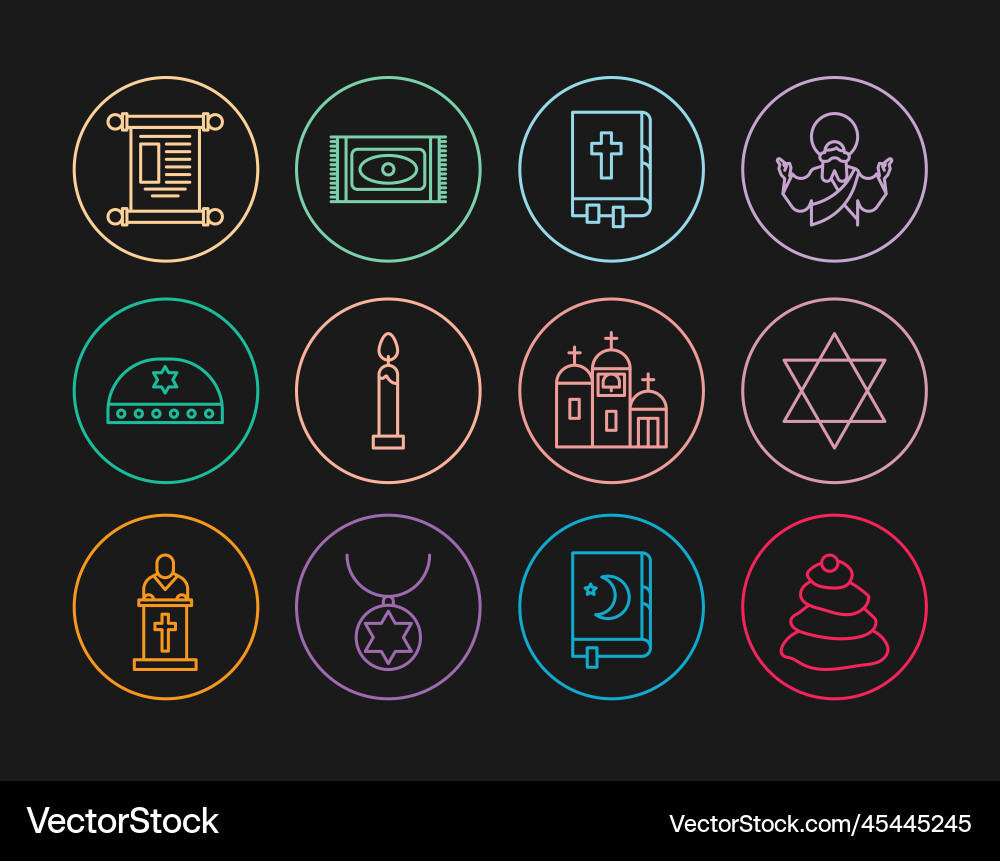 Set line stack hot stones star of david holy Vector Image