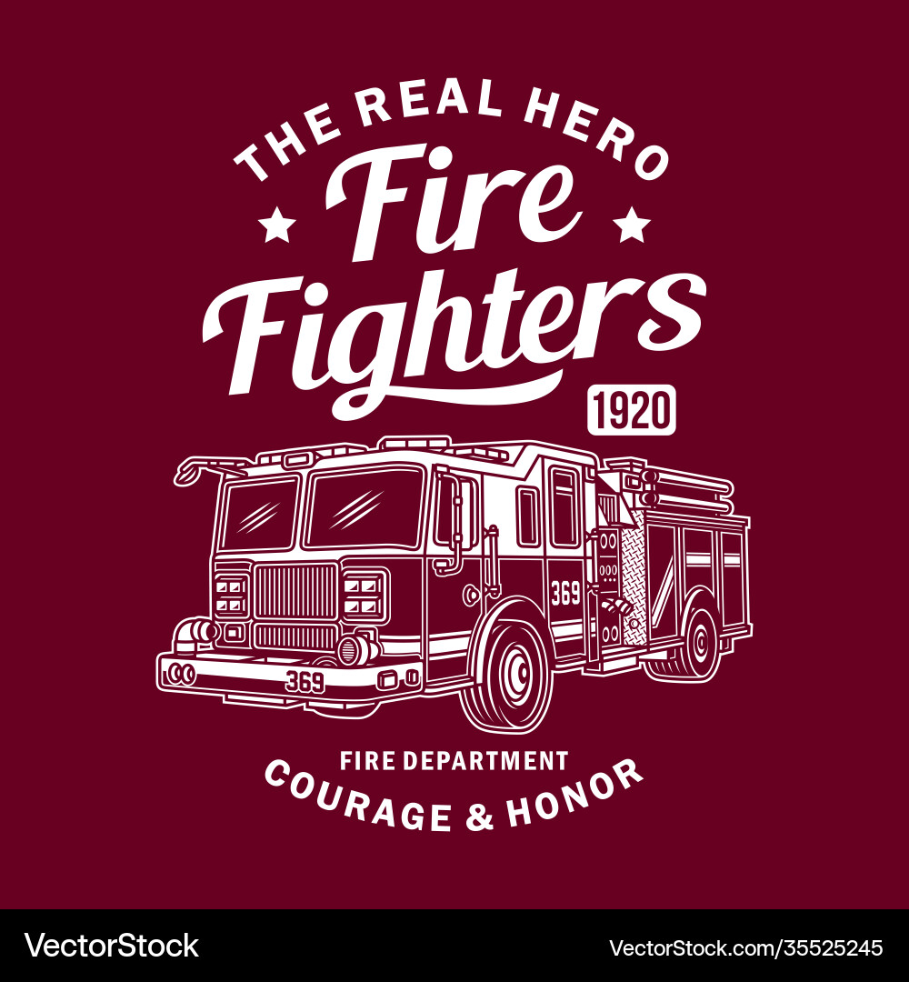 Vintage fire truck graphic Royalty Free Vector Image