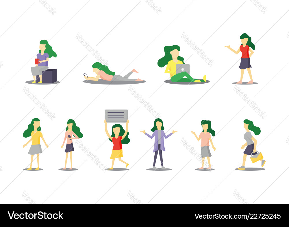 Woman activity character isolated on white Vector Image