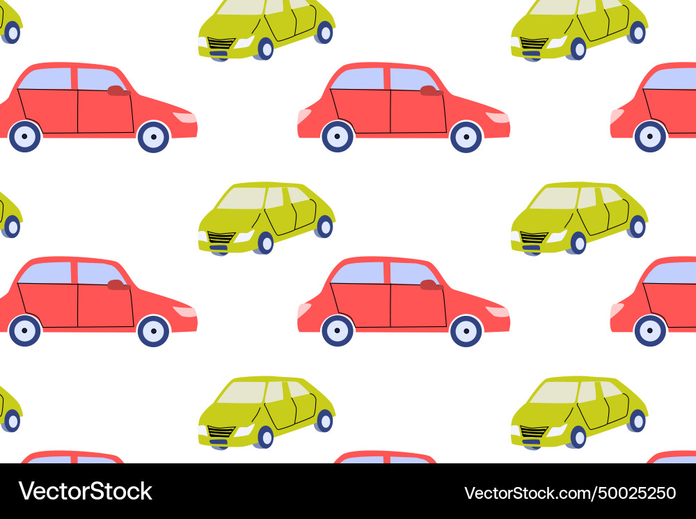 Cartoon car collection childish pattern red Vector Image