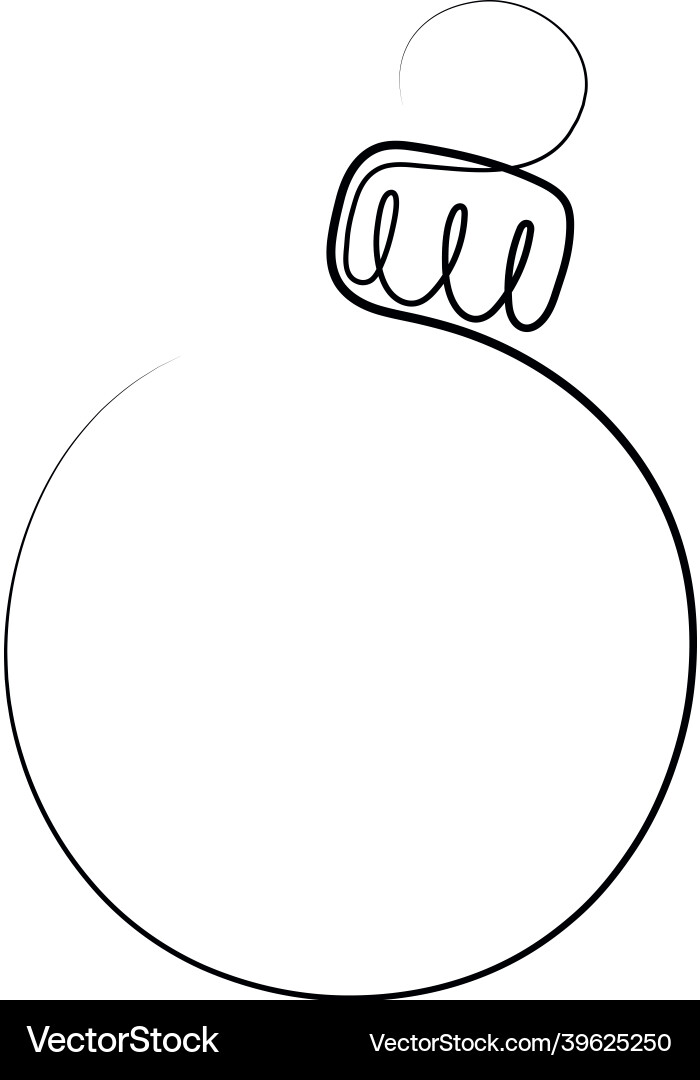 Christmas ball drawn with single continuous line Vector Image