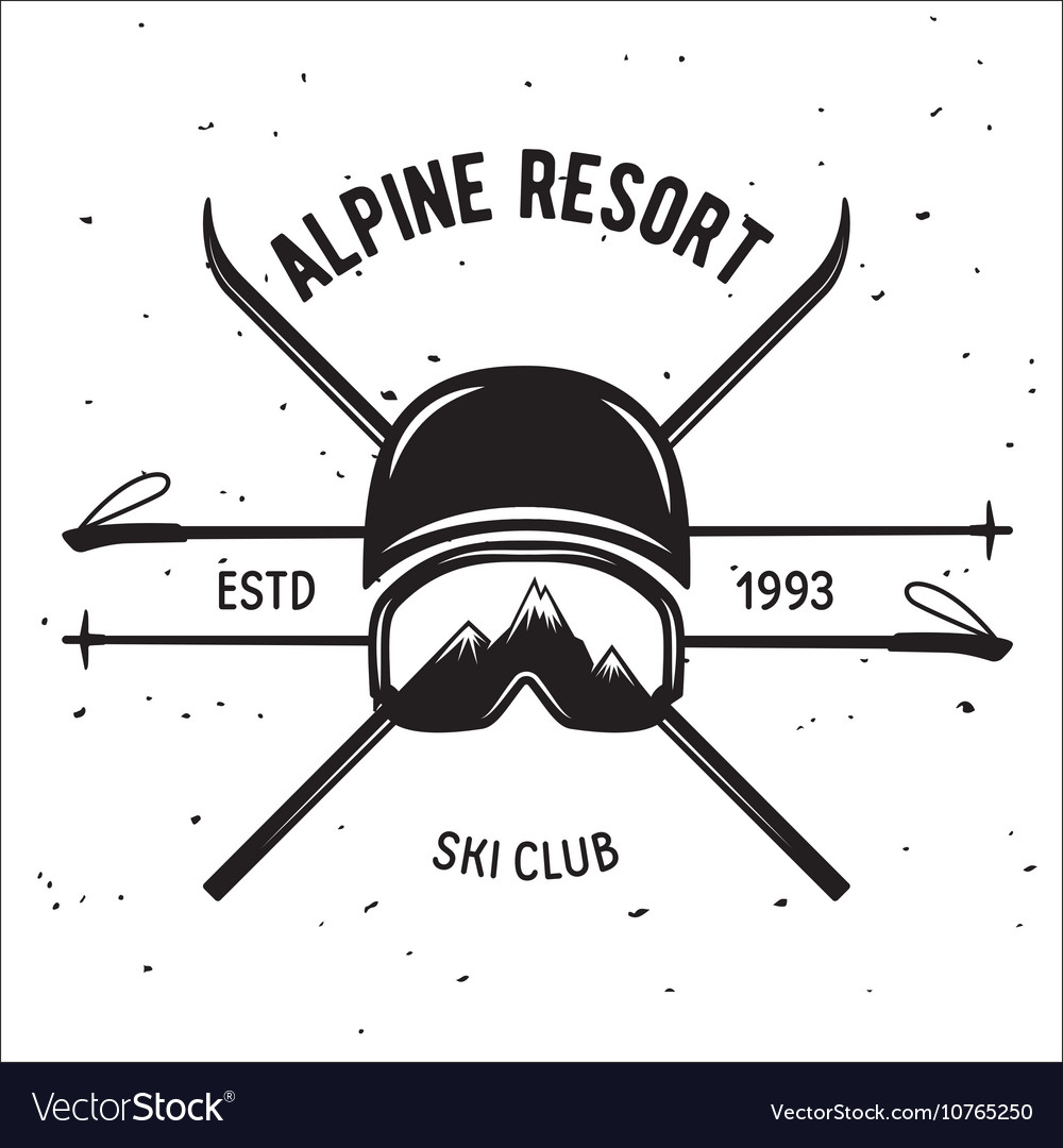 Emblem of ski club vintage mountain winter badge Vector Image
