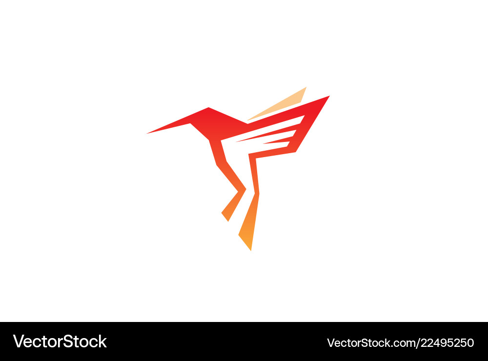 Geometric orange hummingbird logo Royalty Free Vector Image
