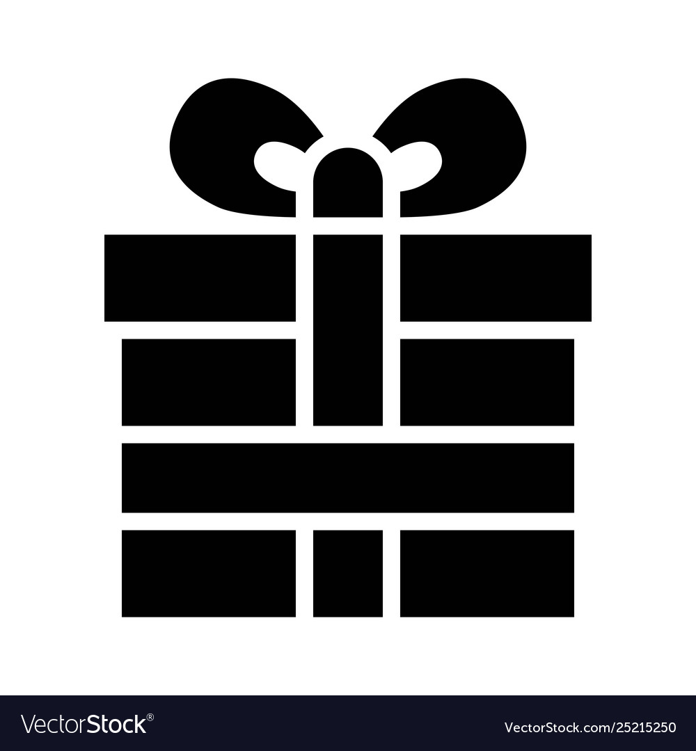 Gift box isolated solid style icon Royalty Free Vector Image