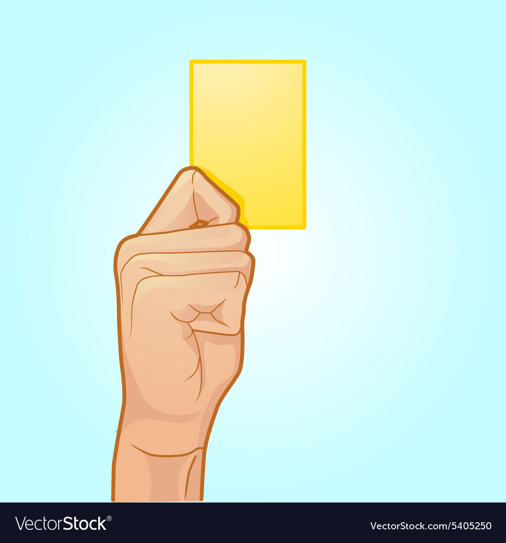 Hand holding yellow card Royalty Free Vector Image