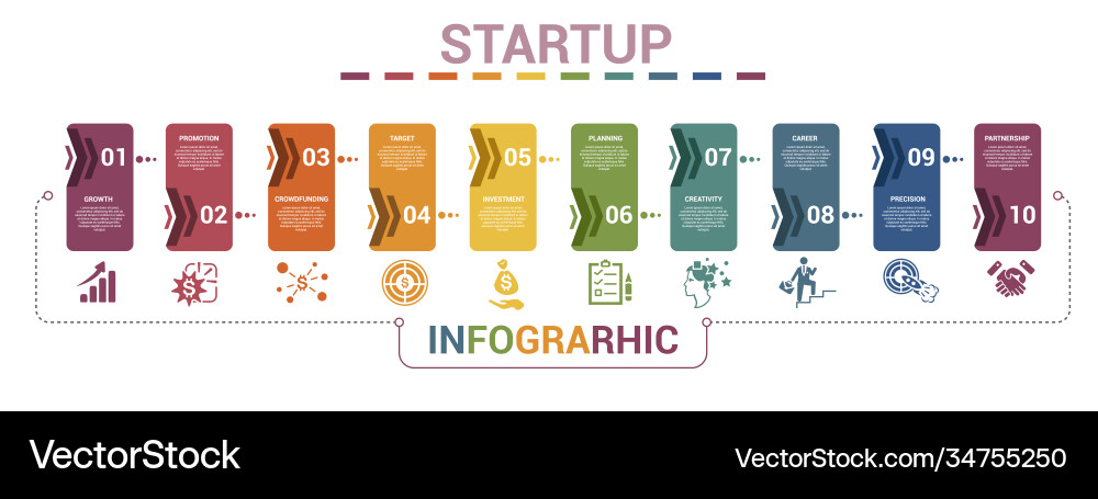 Infographic startup template icons in different Vector Image