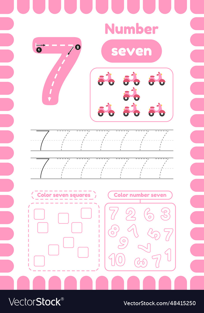 Number seven page games Royalty Free Vector Image