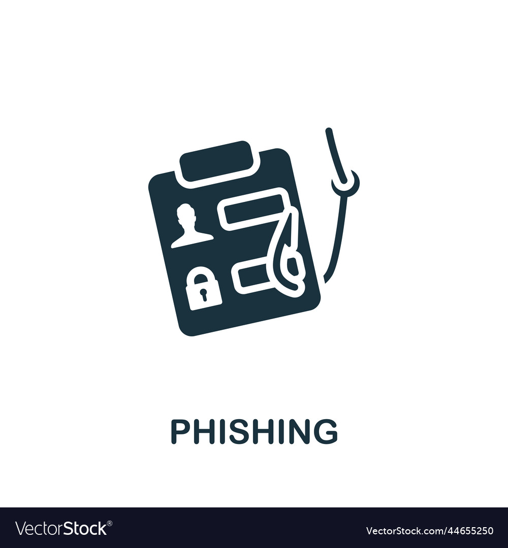 Phishing icon monochrome simple cyber security Vector Image Phishing icon monochrome simple cyber security Vector Image