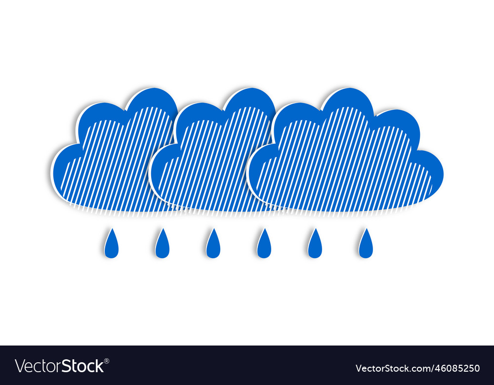 Rain blue clouds in paper cut style modern design Vector Image