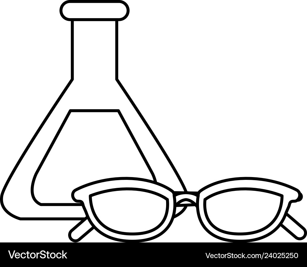 Science laboratory flask and eyeglasses Royalty Free Vector