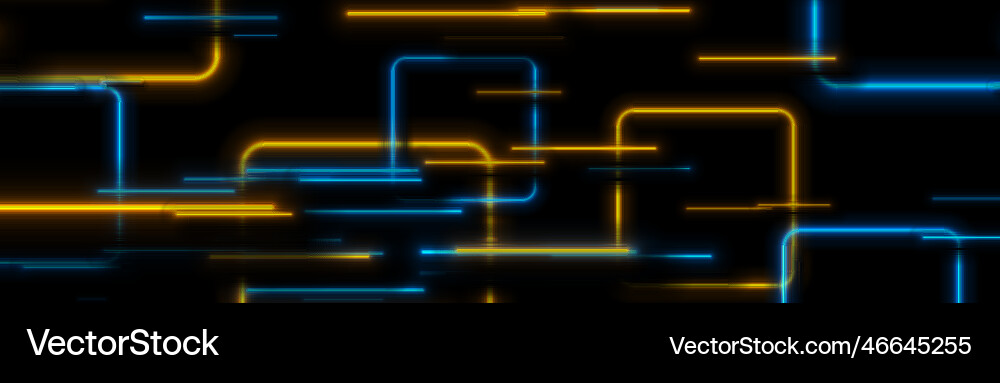 Blue orange glowing neon lines and squares Vector Image