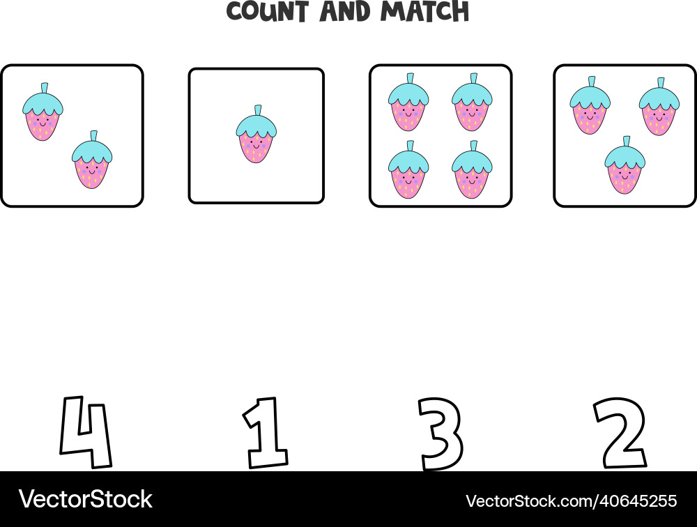Counting game with cute pink strawberries math Vector Image