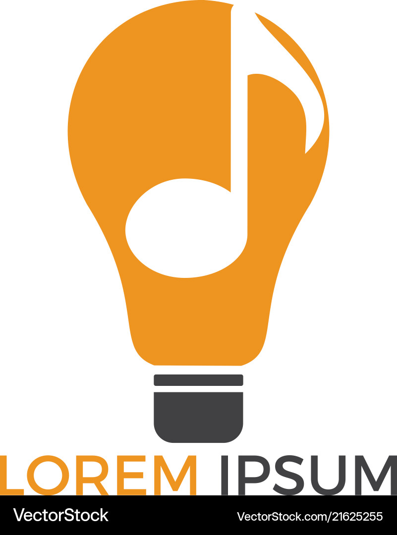 Creative music note sign and light bulb symbol Vector Image