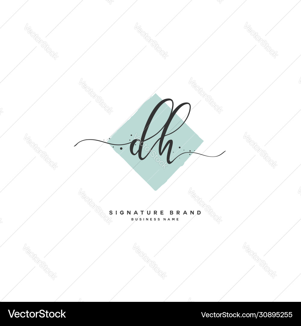 D h dh initial letter handwriting and signature Vector Image