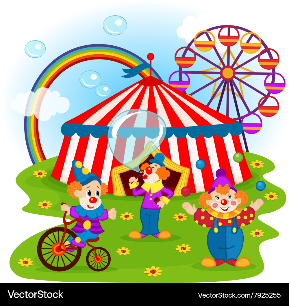 Funny clowns and circus Royalty Free Vector Image
