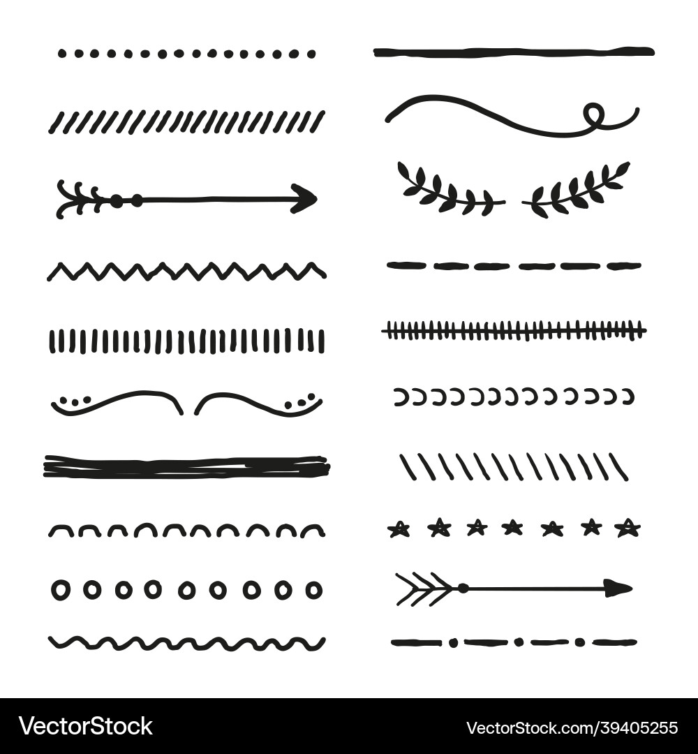 Hand drawn collection of borders Royalty Free Vector Image