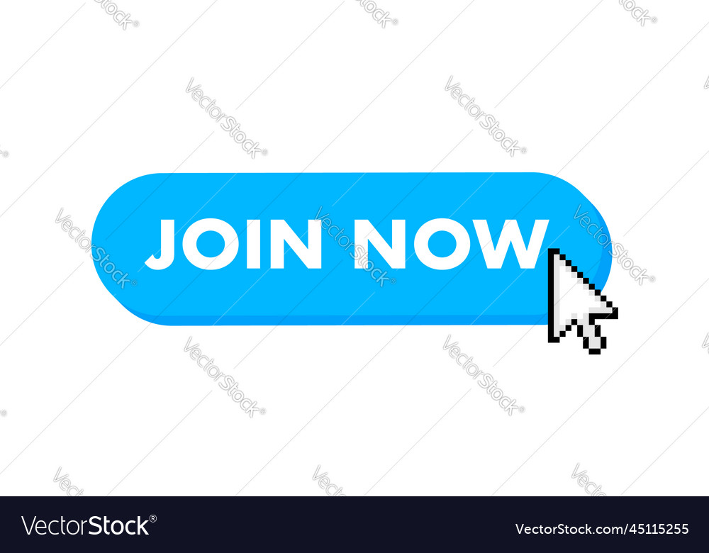Join now button with cursor pointer click Vector Image