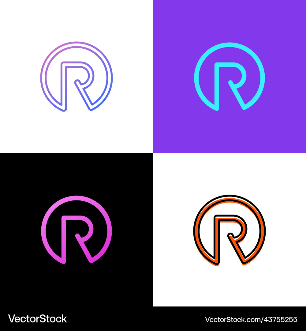 Letter r logo in circle shape symbol digital Vector Image