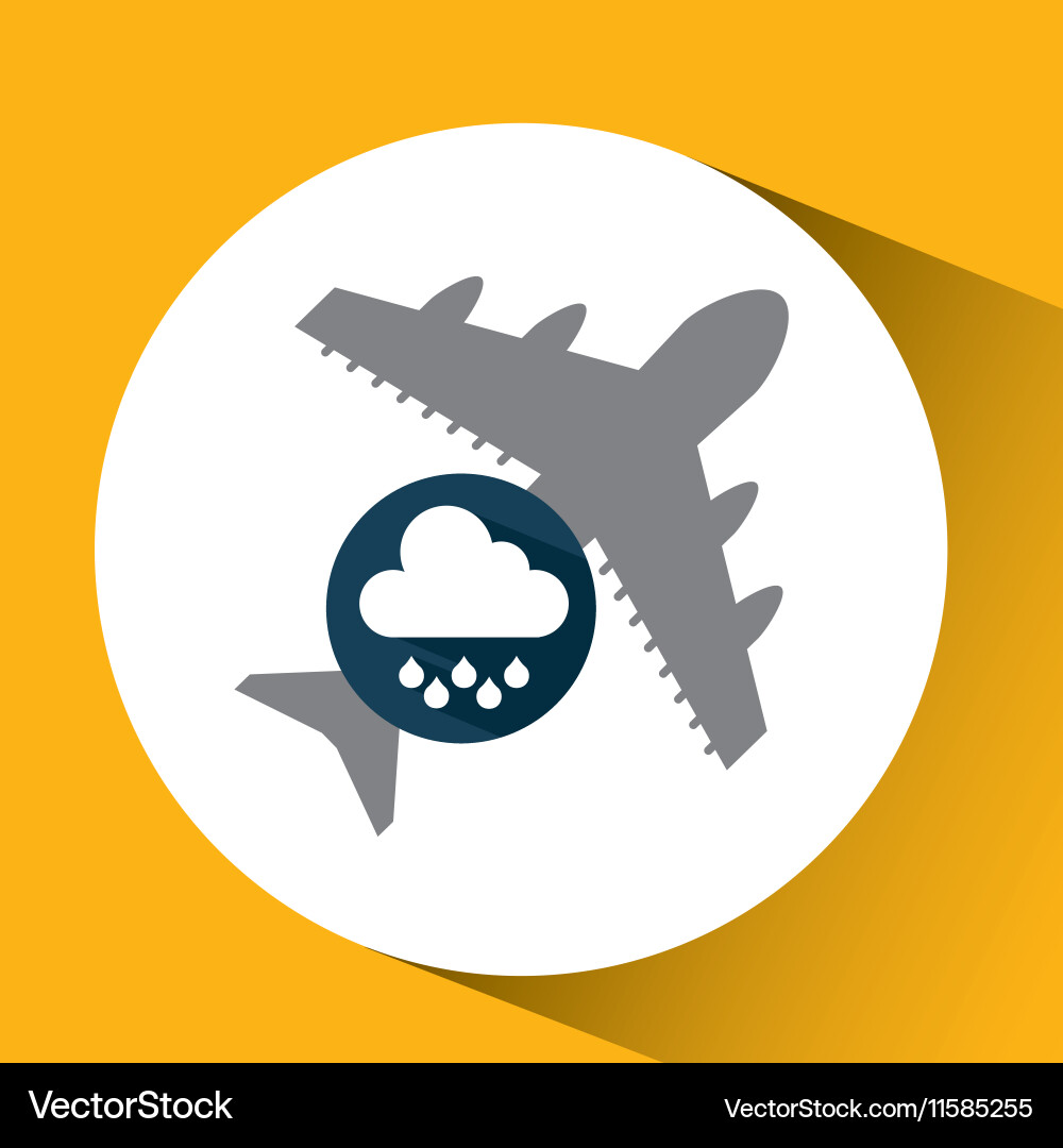 Plane travel weather forecast rain icon Royalty Free Vector
