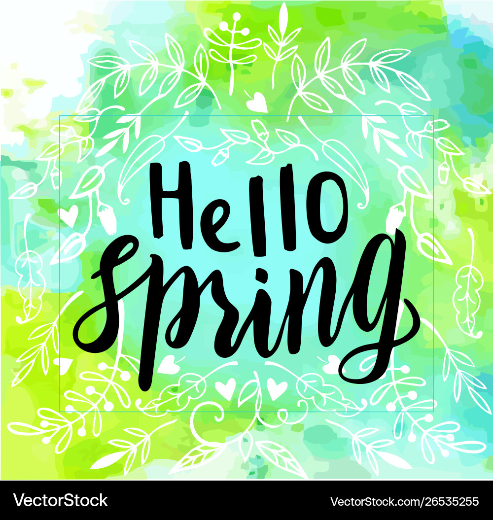Spring lettering season quote hand Royalty Free Vector Image