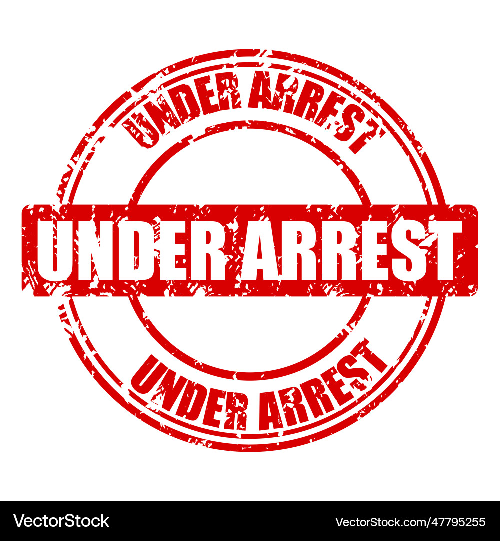 Under arrested rubber stamp for police office Vector Image