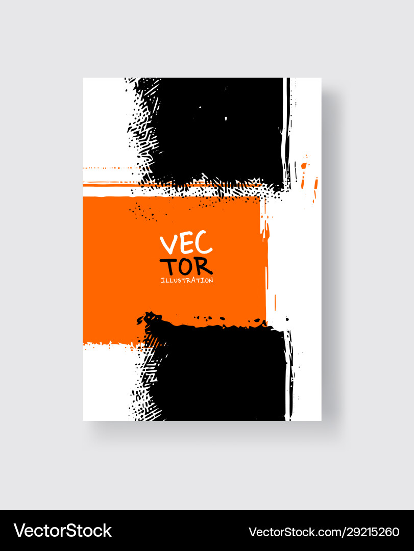 Black orange ink brush stroke on white background Vector Image