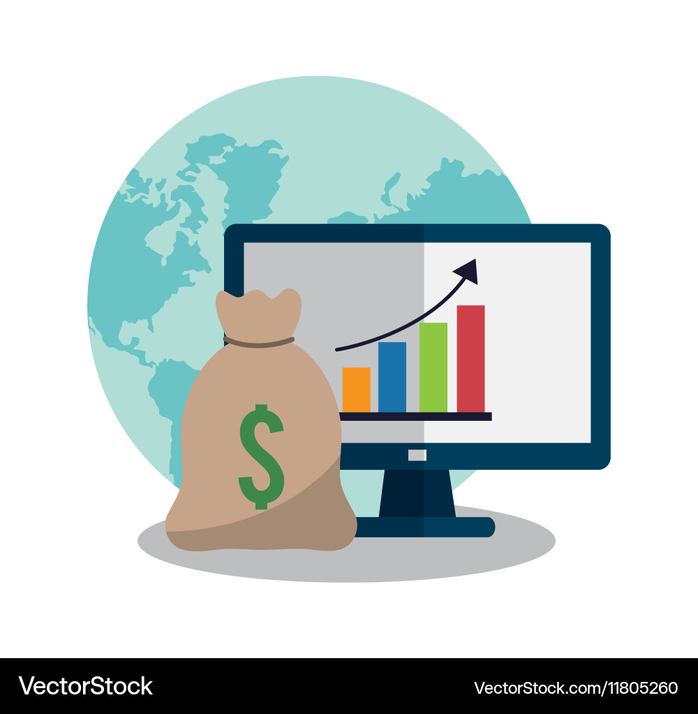 Computer profit and money design Royalty Free Vector Image