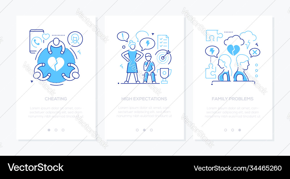 Family psychological problems line design style Vector Image