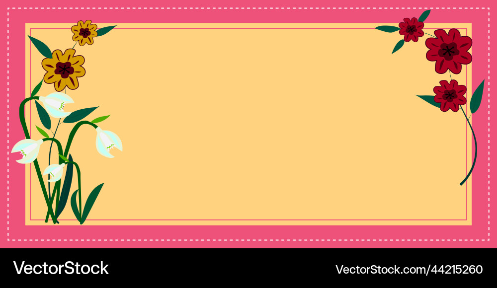 Frame with leaves and flowers around Royalty Free Vector