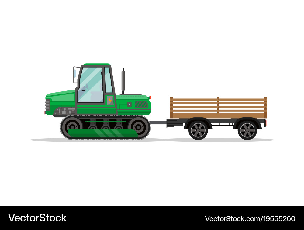 Heavy caterpillar tractor with trailer icon Vector Image