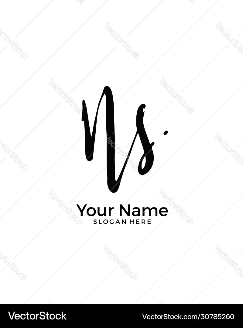 N s ns initial logo signature handwriting Vector Image
