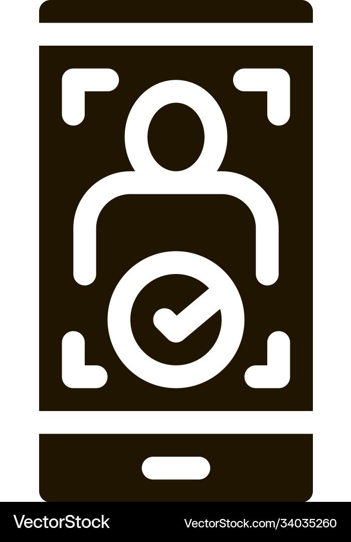 Phone person verification icon glyph Royalty Free Vector