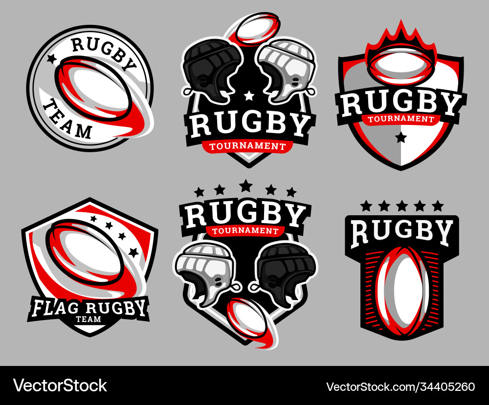 Rugby logo and badge set image Royalty Free Vector Image